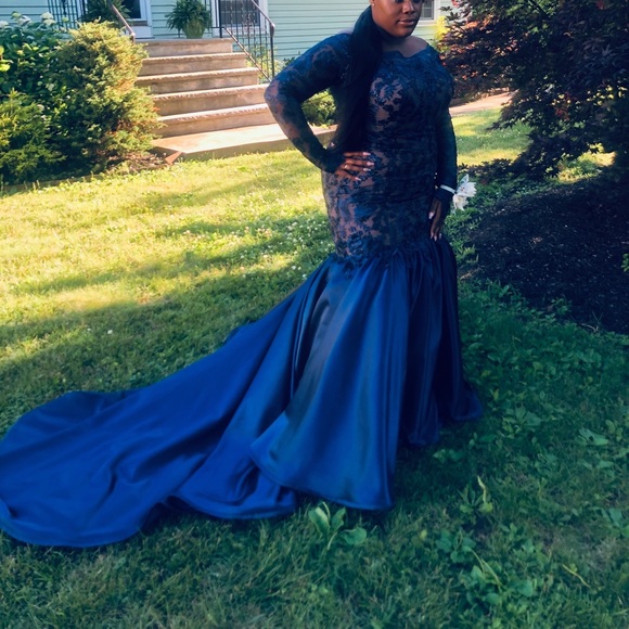 Dresses | Royal Blue Prom Dress With Dramatic Train | Poshmark